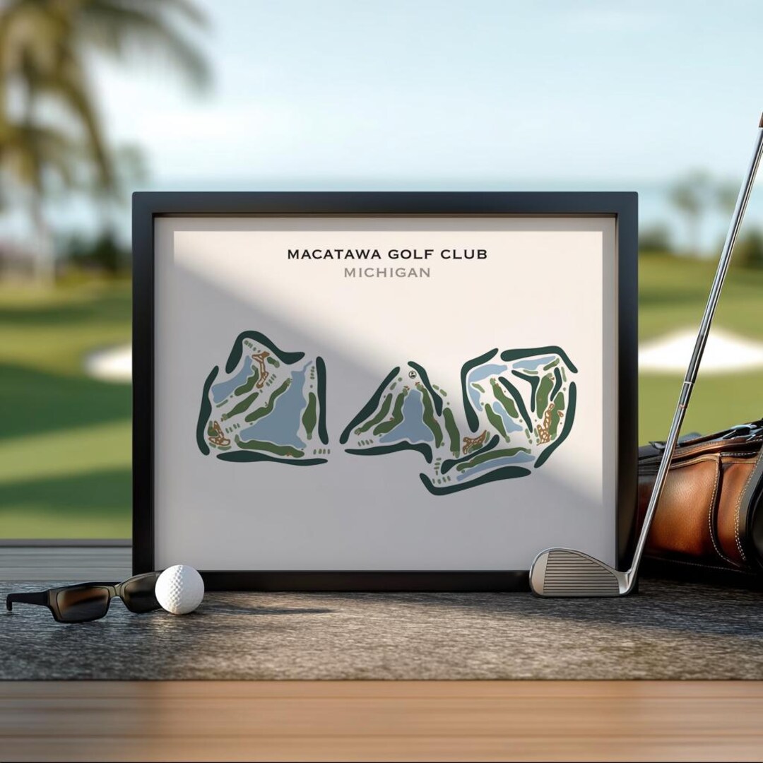 Macatawa Golf Club, Michigan | Golf Course Map, Golf Map, Golfer Gift ...