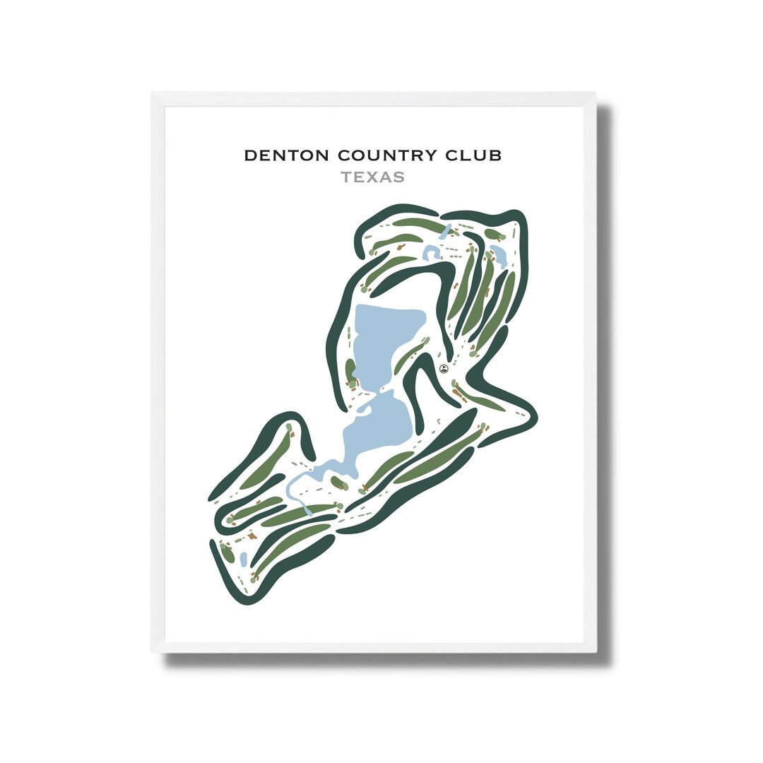 Denton Country Club, Texas | Golf Course Map, Golf Map, Golfer Gift for ...