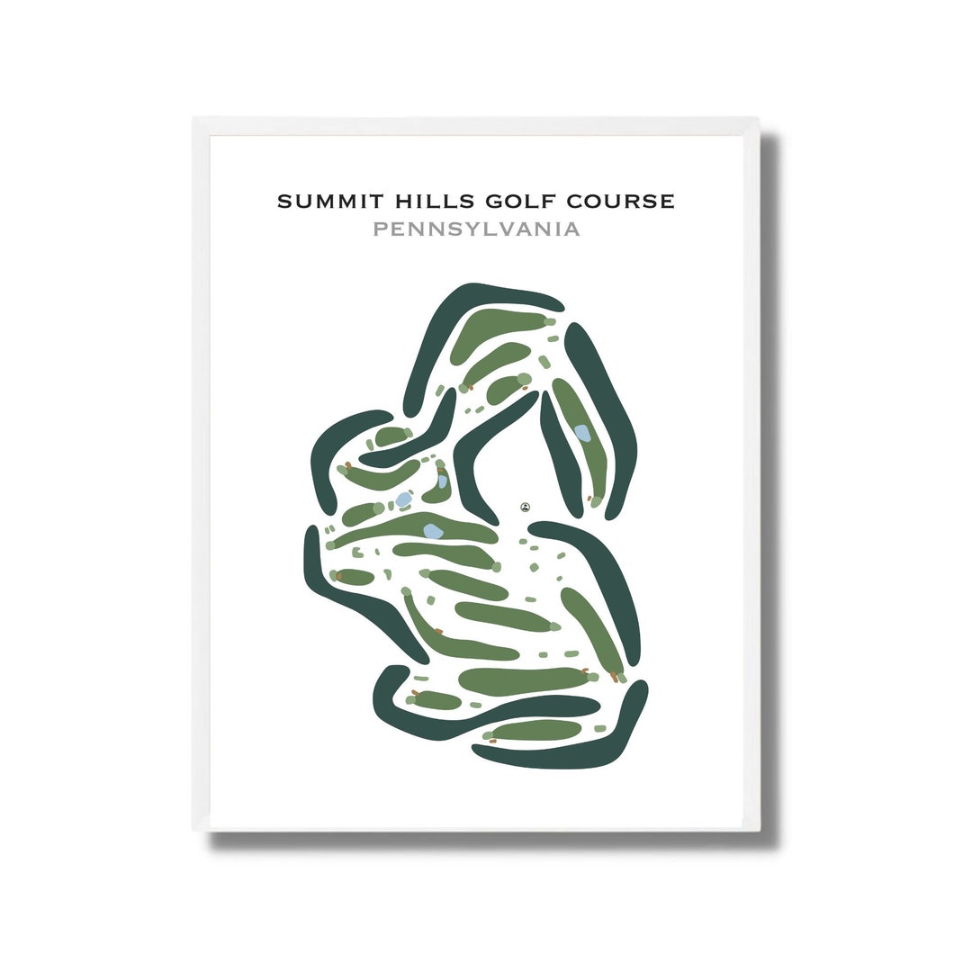 Summit Hills Golf Course, PA | Golf Course Map, Golf Map,golfer Gift ...