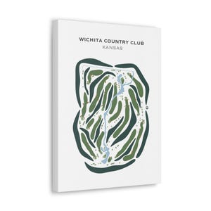 Wichita Country Club, KS Golf Course Map Canvas Art, Golf Gifts for Him ...