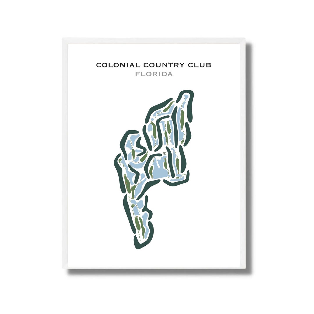 Colonial Country Club, FL | Golf Course Map, Golf Map, Golfer Gift for ...