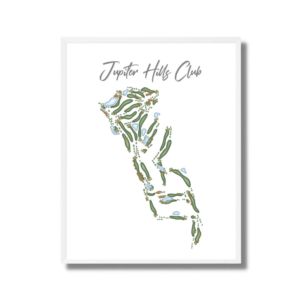 Jupiter Hills Club, Florida Golf Course Map Canvas Wall Art, Golf Gifts ...