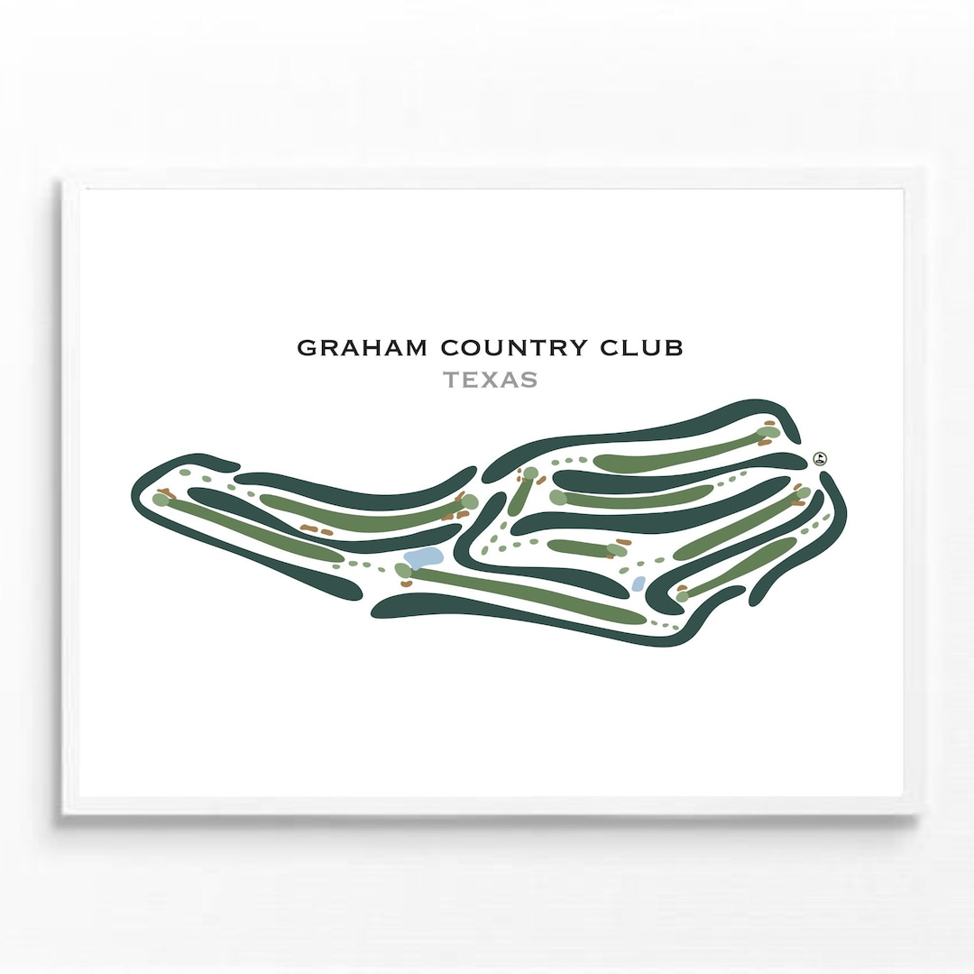 Graham Country Club, Texas Golf Course Map, Home Decor, Golfer Gift for ...