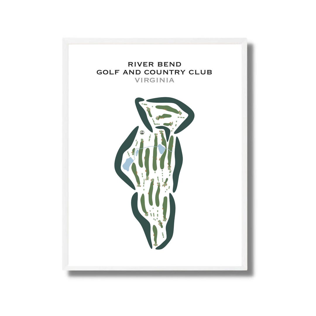 River Bend Golf & Country Club, VA Golf Course Map Wall Art, Golfer ...