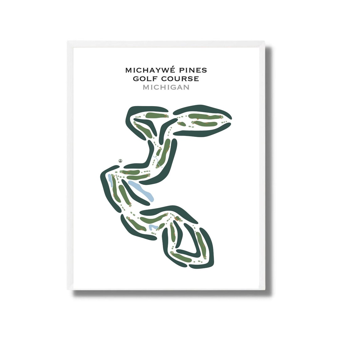 Michaywé Pines Golf Course, Mi|golf Course Map, Golf Map, Golfer Gift ...