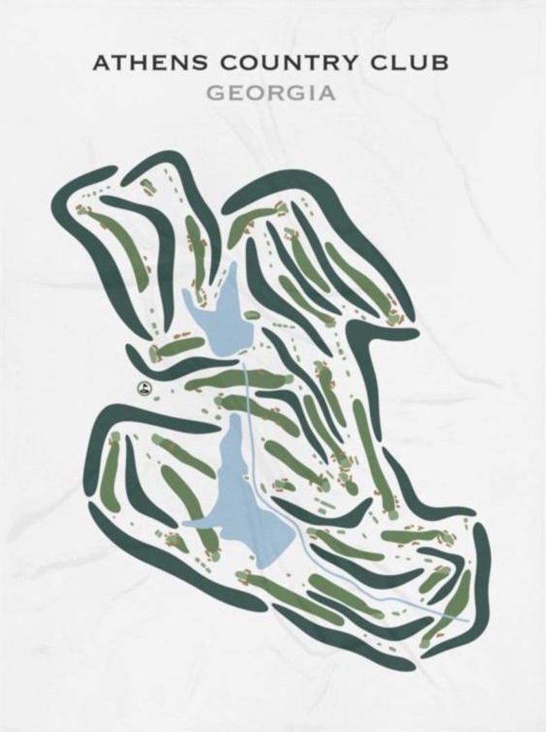 Athens Country Club, Georgia | Golf Course Map, Golf Map, Golfer Gift ...