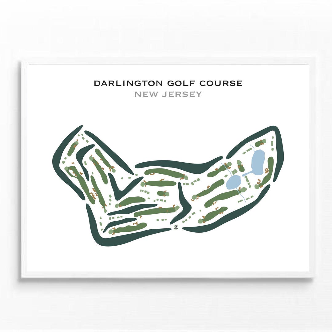 Darlington Golf Course, NJ Golf Course Map Canvas Art, Golf Gifts for ...