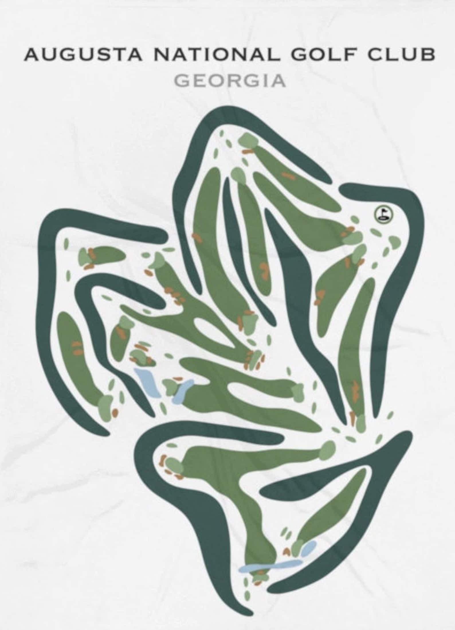 Augusta National Golf Club, GA Golf Course Map, Home Decor, Golfer Gift ...