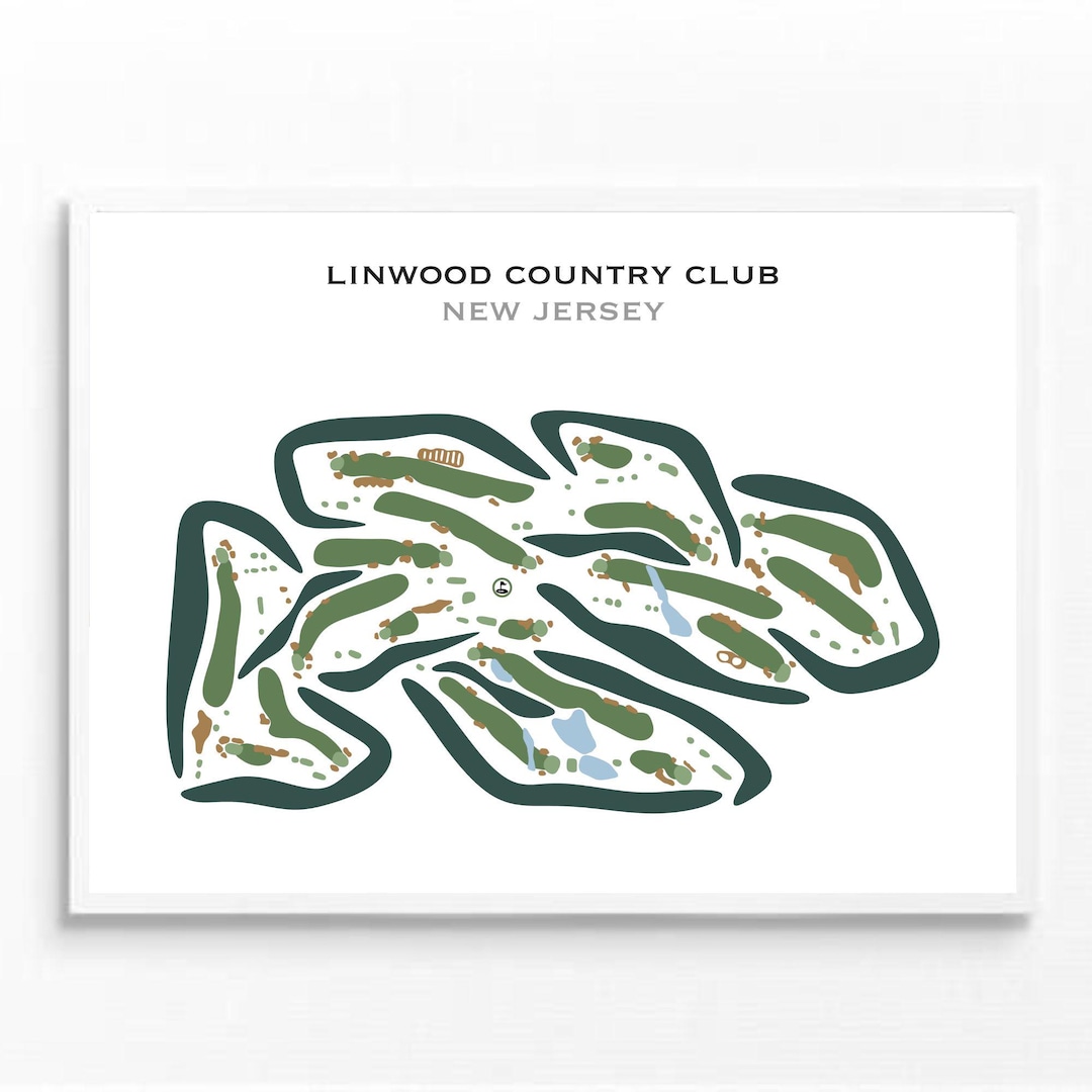 Linwood Country Club, NJ | Golf Course Map Canvas, Golf Map Wall Art ...