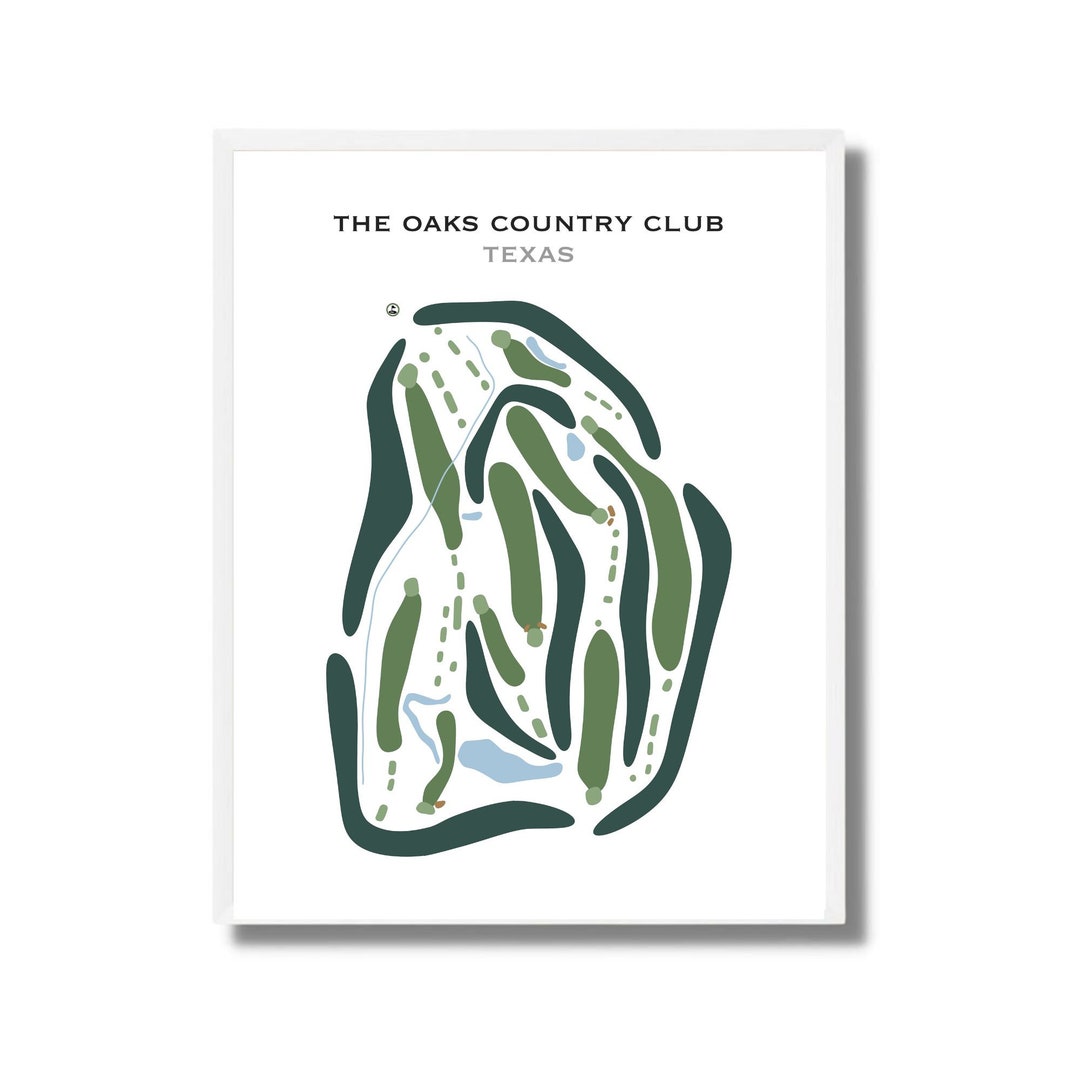 The Oaks Country Club, Texas | Golf Course Map, Golf Map, Golfer Gift ...