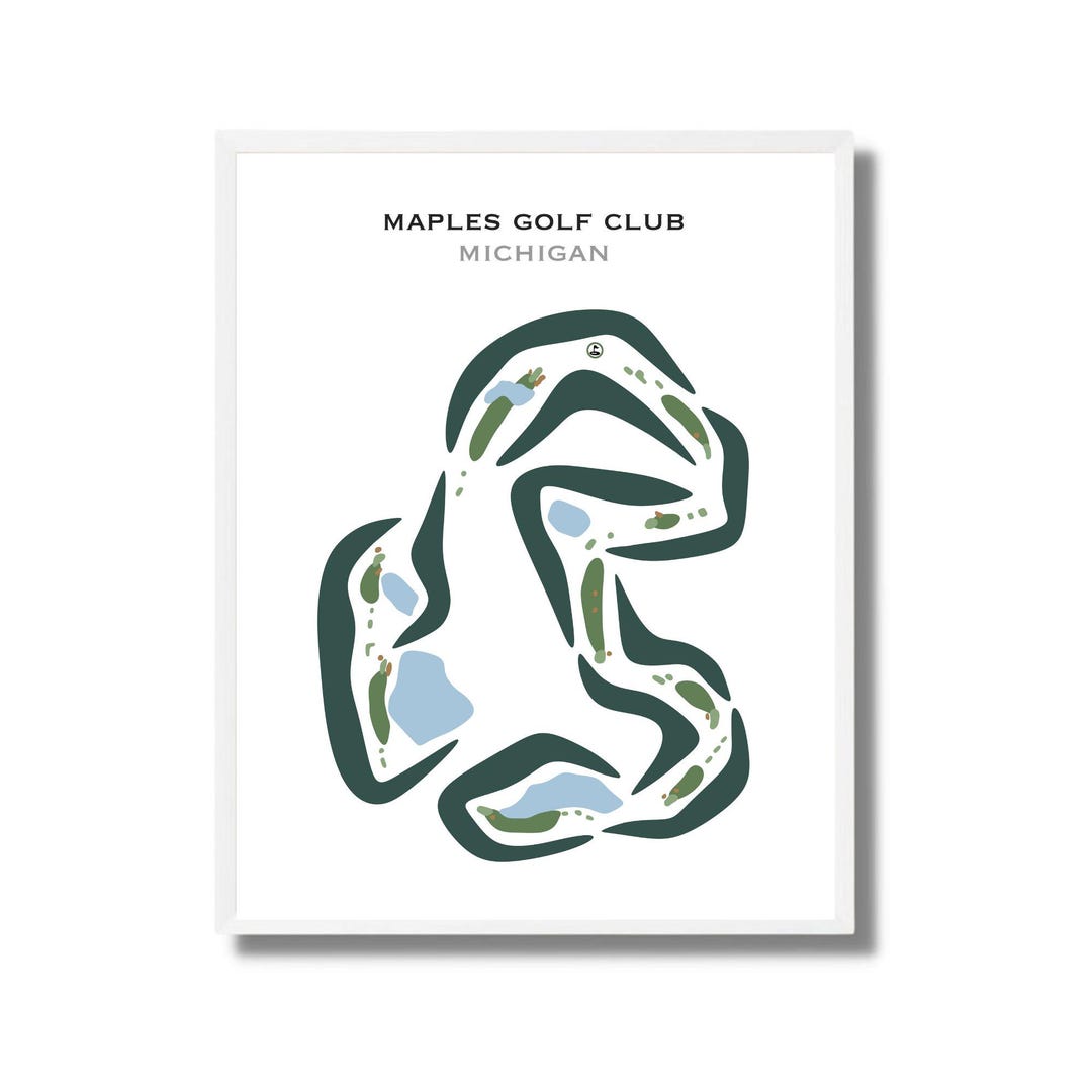 Maples Golf Club, Michigan Golf Course Wall Art, Golf Map Canvas, Golf ...