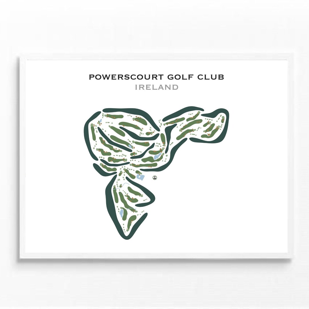 Golf Club Prints- Powerscourt Golf Club Ireland Golf Course Map | Golf ...