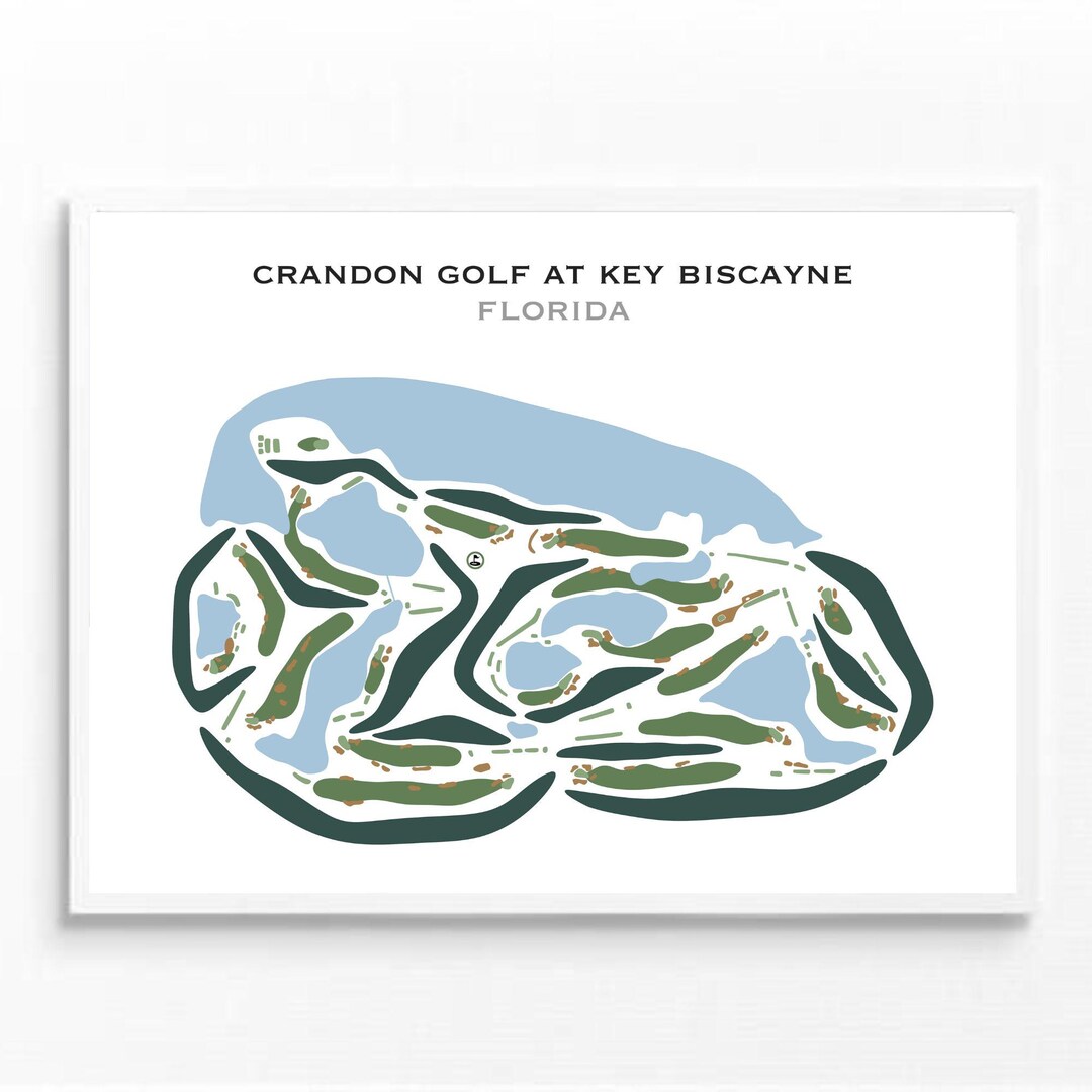 Crandon Golf at Key Biscayne, FL Golf Course Map, Golf Map,golfer Gift ...