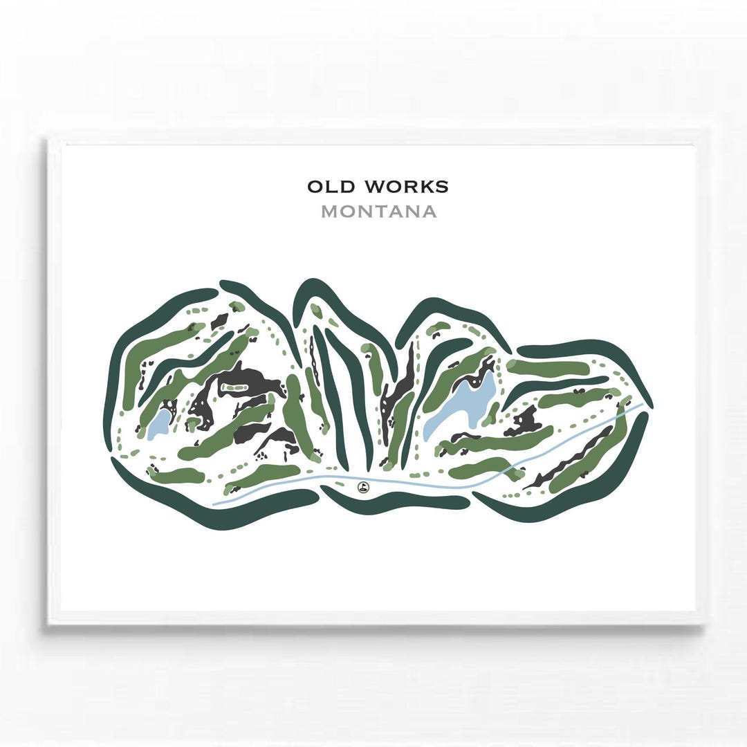 Old Works Golf Club, Montana Golf Course Map Canvas Wall Art, Golf ...