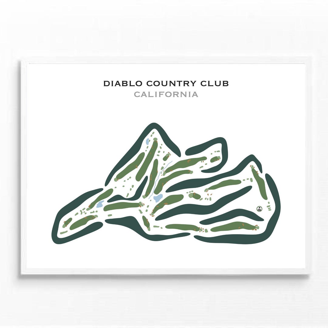 Diablo Country Club, CA Golf Course Map Wall Art, Golfer Lover Gift for ...