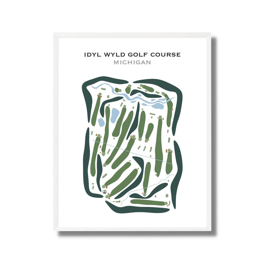 Idyl Wyld Golf Course, MI Golf Course Map Wall Art, Golf Map Canvas Art ...