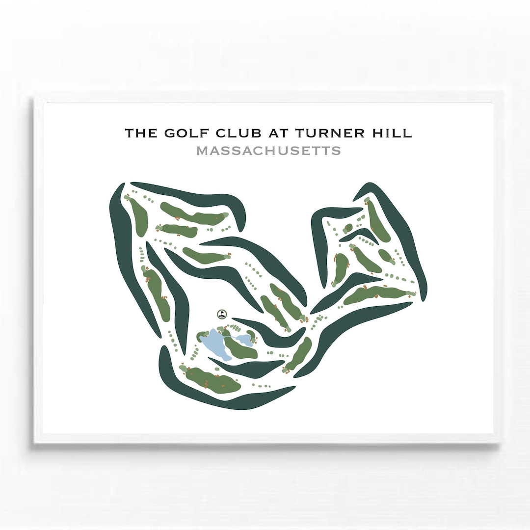 Golf Course Map Wall Art, the Golf Club at Turner Hill, MA | Golf Map, Golfer Dad Gift for Him ...