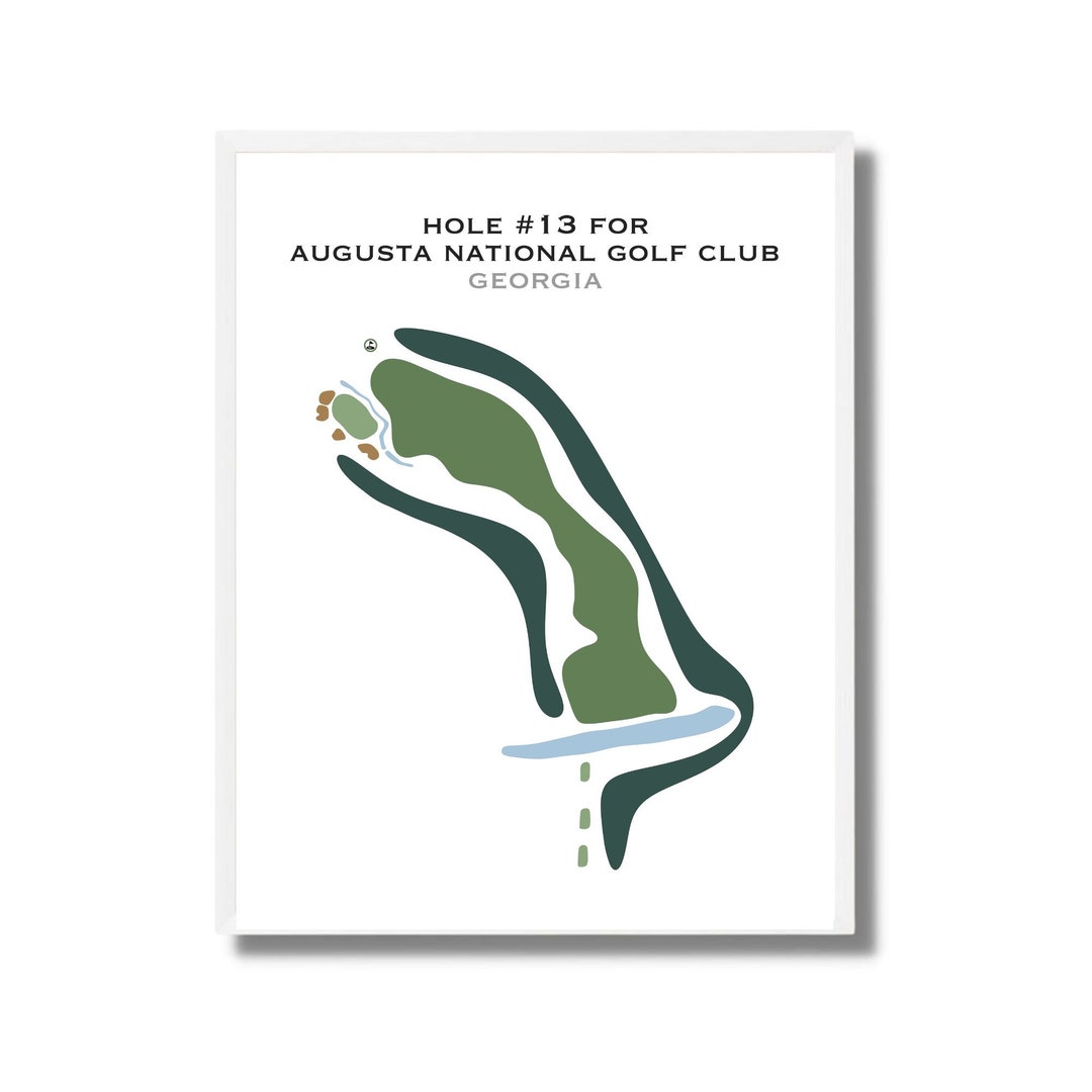13th Hole at Augusta National, GA | Golf Course Map, Golfer Gift for ...