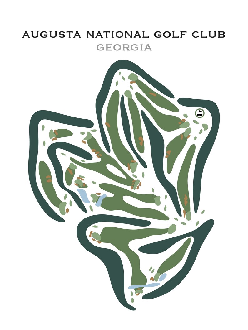 Augusta National Golf Club GA Golf Course Map Home Decor - Etsy