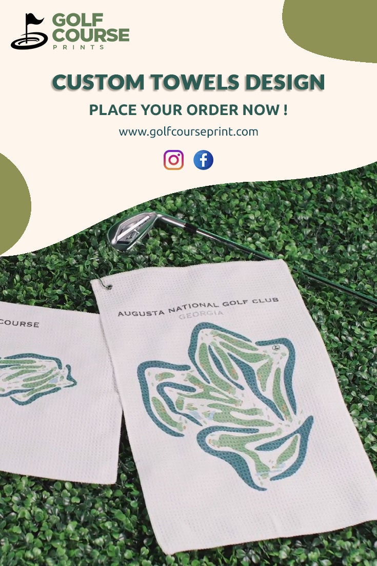 Custom Golf Course Towels Golf Course Map, Home Decor, Golfer Gift for ...