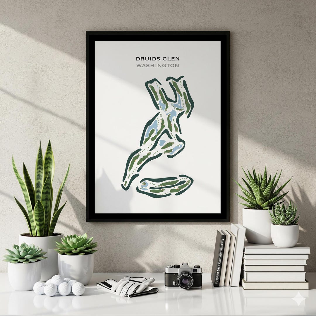 Druids Glen, Washington | Golf Course Map, Golf Map, Golfer Gift for ...