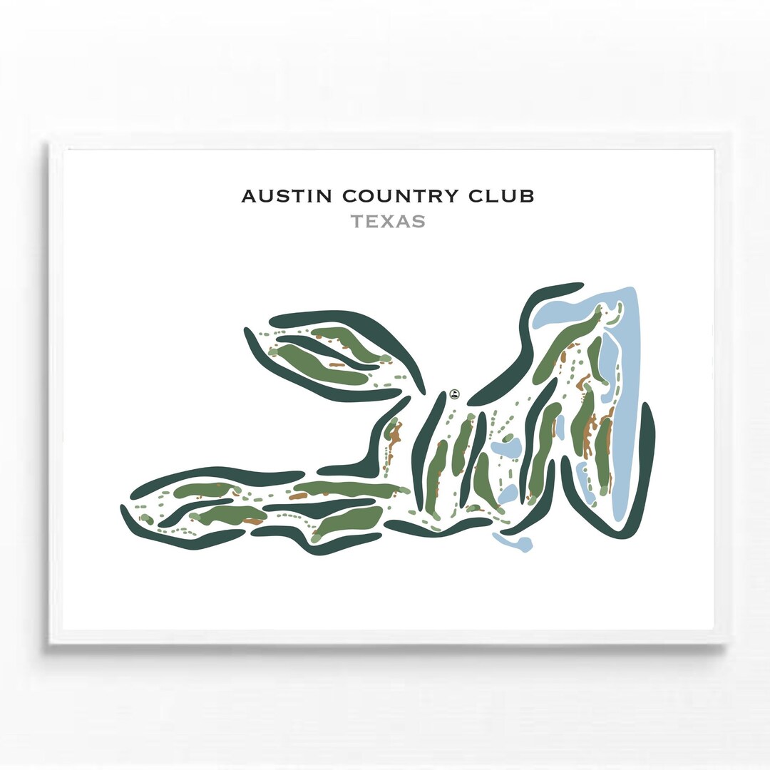 Austin Country Club, Texas Golf Course Map Wall Art, Golf Map Canvas ...