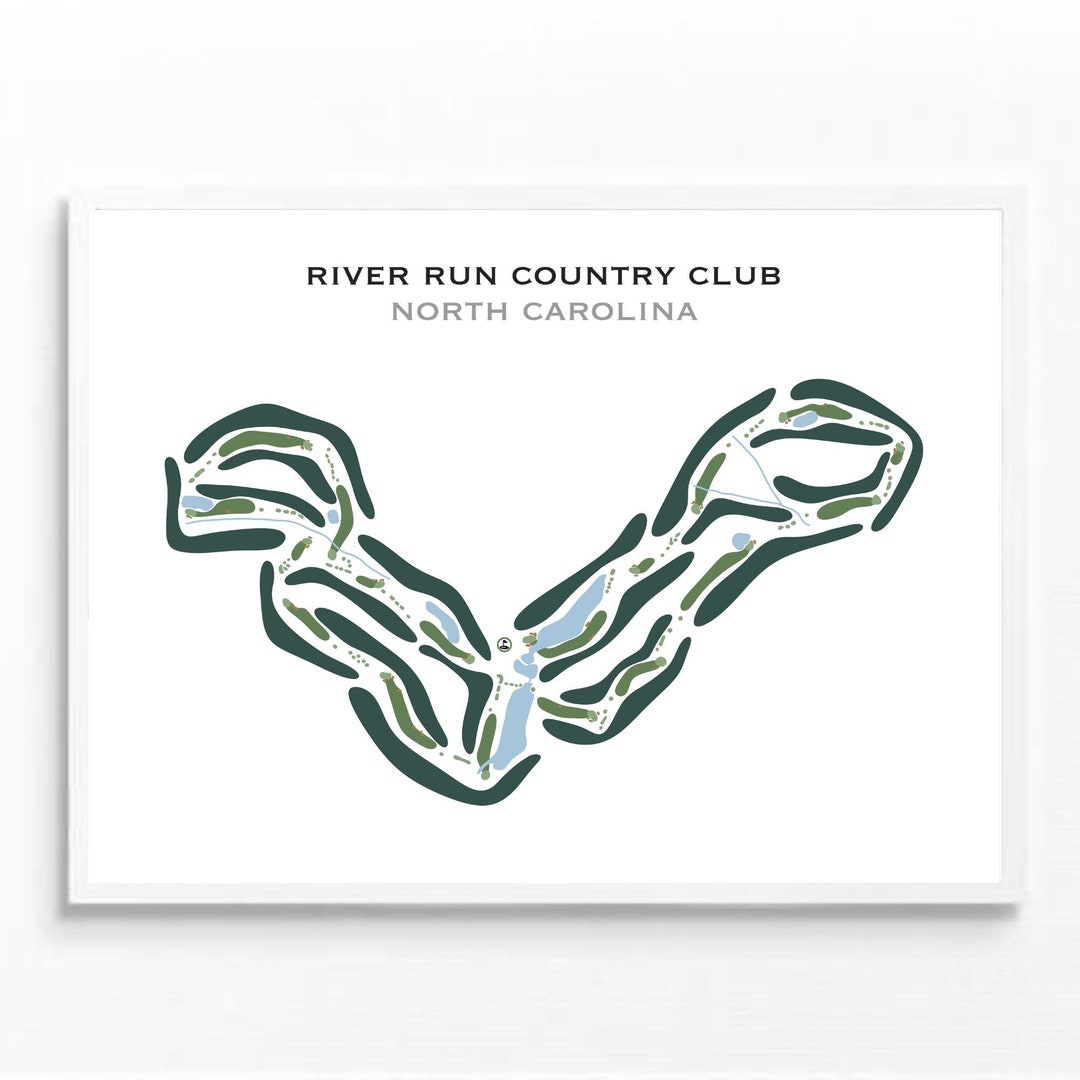 River Run Country Club, NC Golf Course Map Canvas Art, Golf Gifts for ...