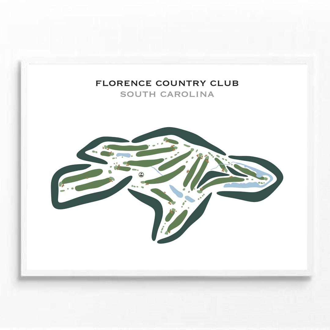 Florence Country Club, SC | Golf Course Map, Golf Map, Golfer Gift for ...
