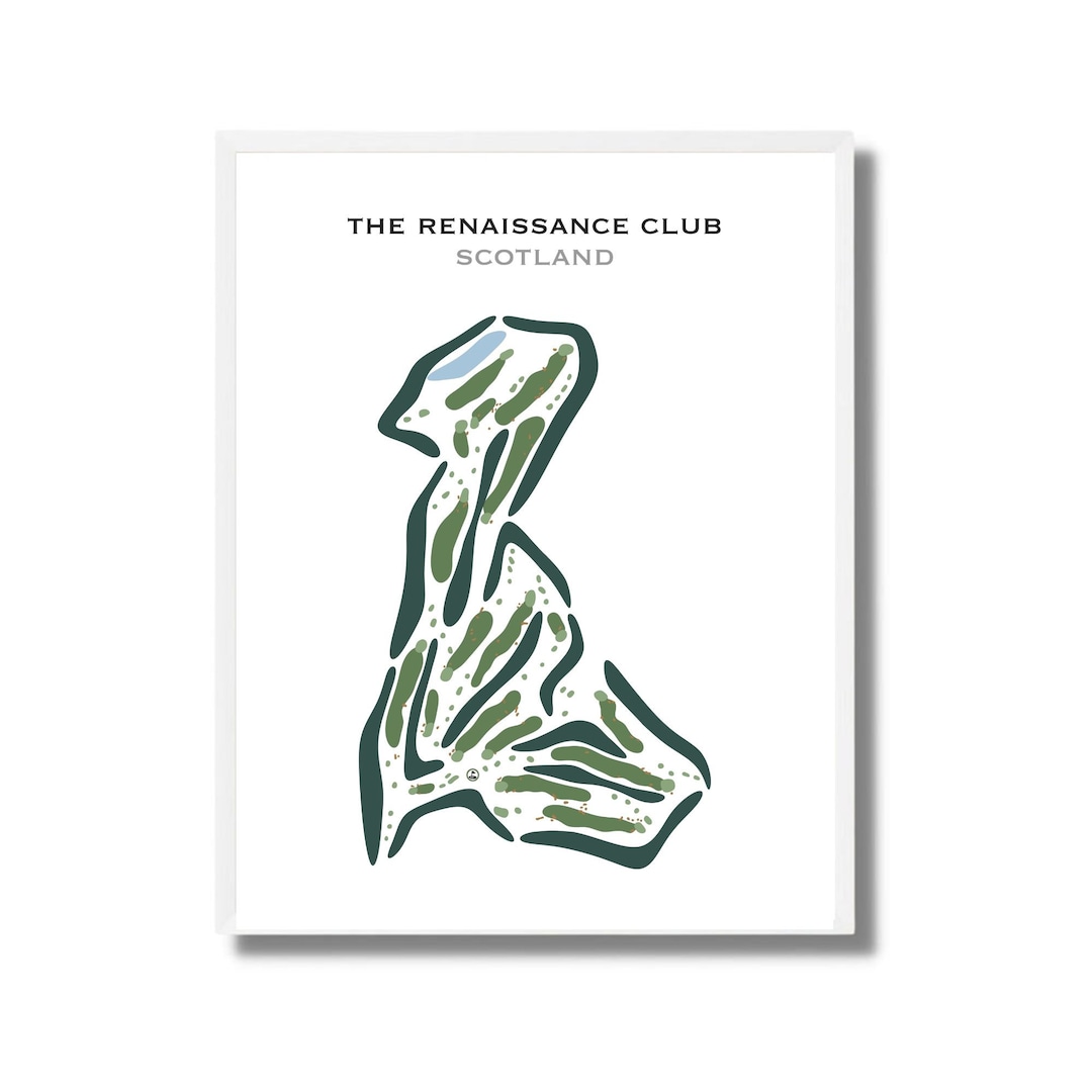 The Renaissance Club, Scotland Golf Course Map Wall Art, Golfer Lover ...