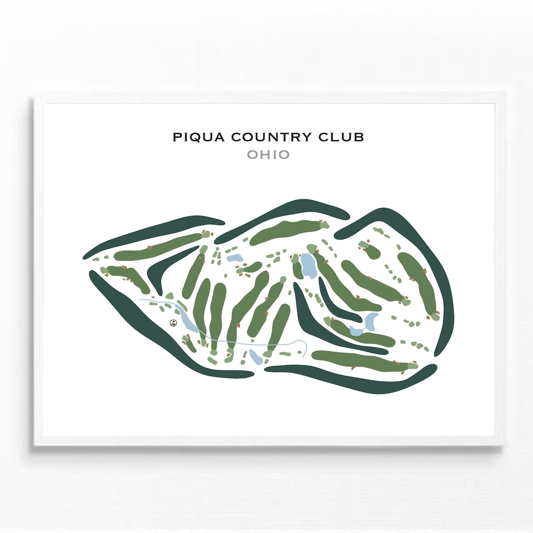 Piqua Country Club, Ohio | Golf Course Map, Golf Map, Golfer Gift for ...