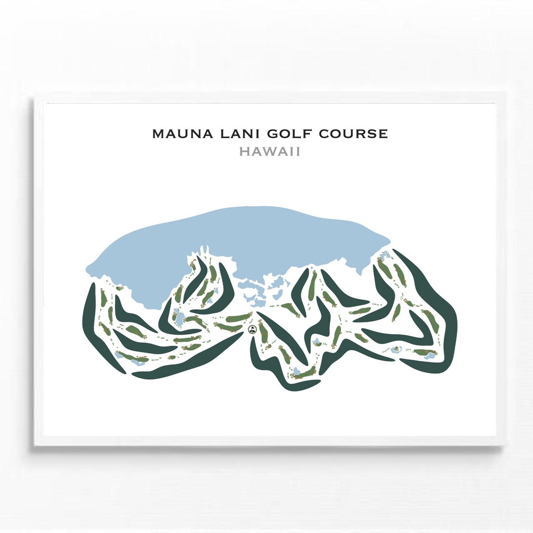 Golf Club Prints- Mauna Lani Hawaii Golf Course Map | Golf Course Pin ...