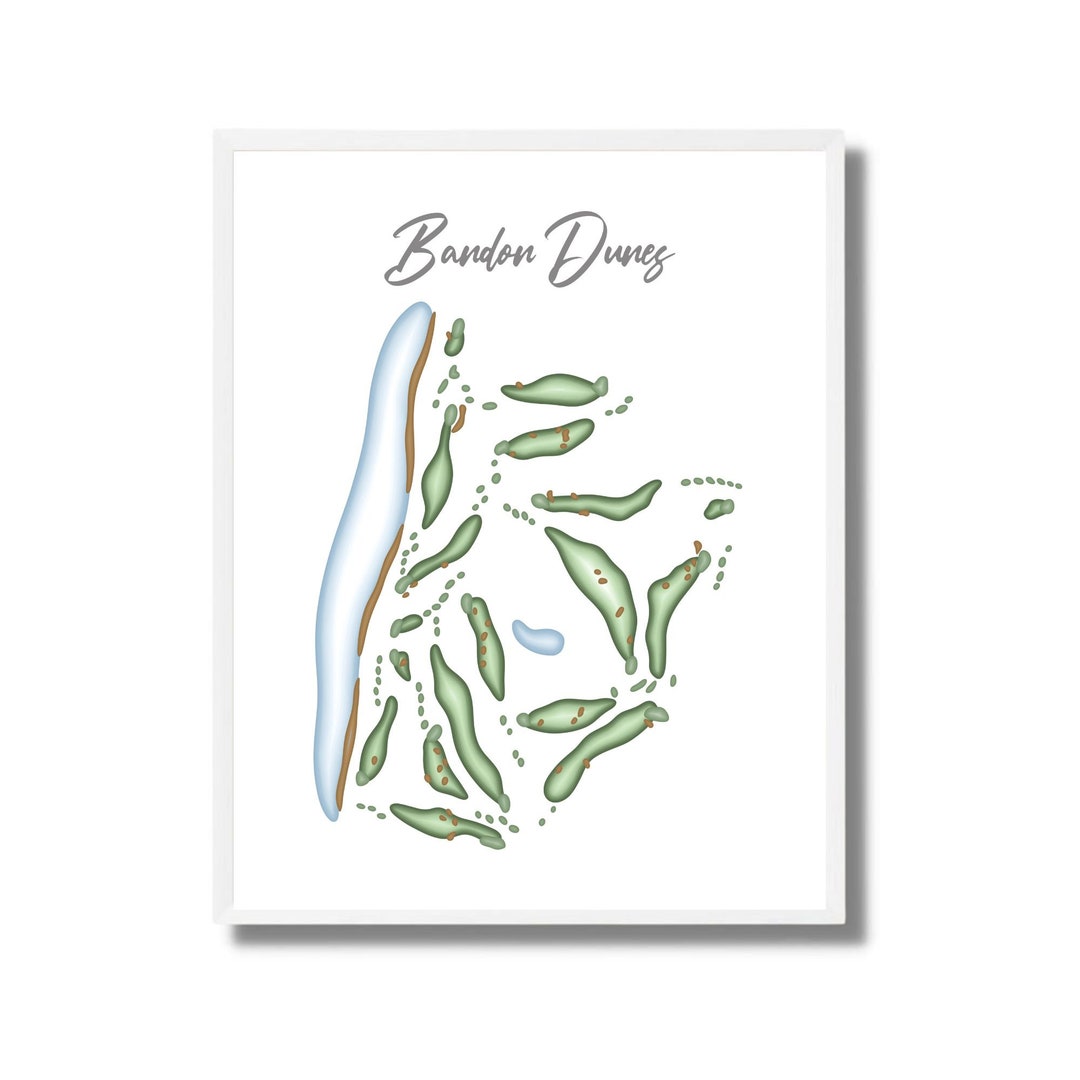 Bandon Dunes Oregon Golf Course Prints | Golf Course Map Wall Art ...