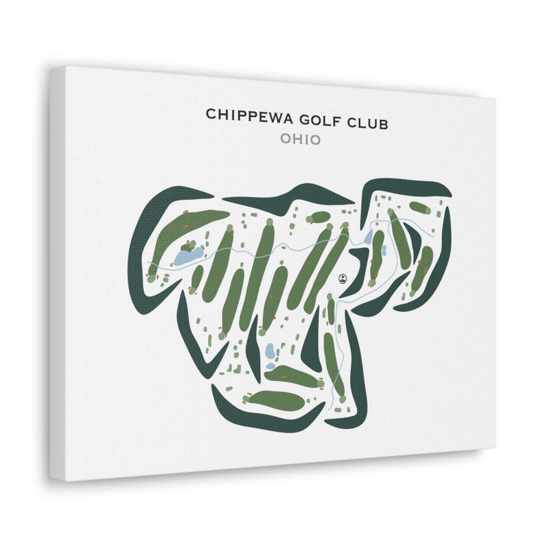 Chippewa Golf Club, Ohio Golf Course Map Canvas, Golf Map Art Decor ...