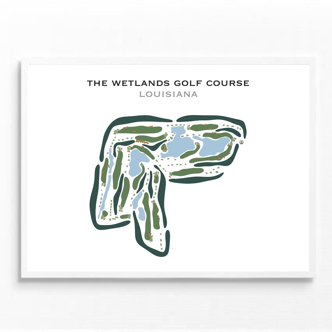 Golf Club Prints- the Wetlands Louisiana Golf Course Map | Golf Course ...