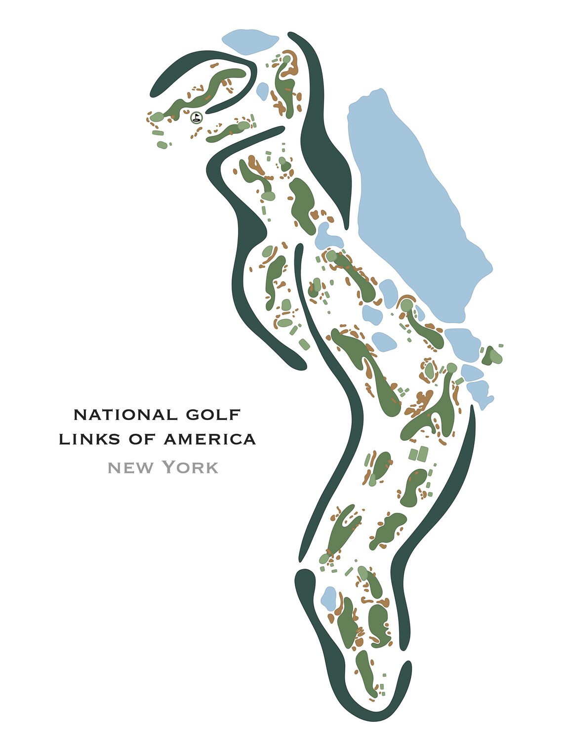 National Golf Links of America New York Golf Course Map - Etsy