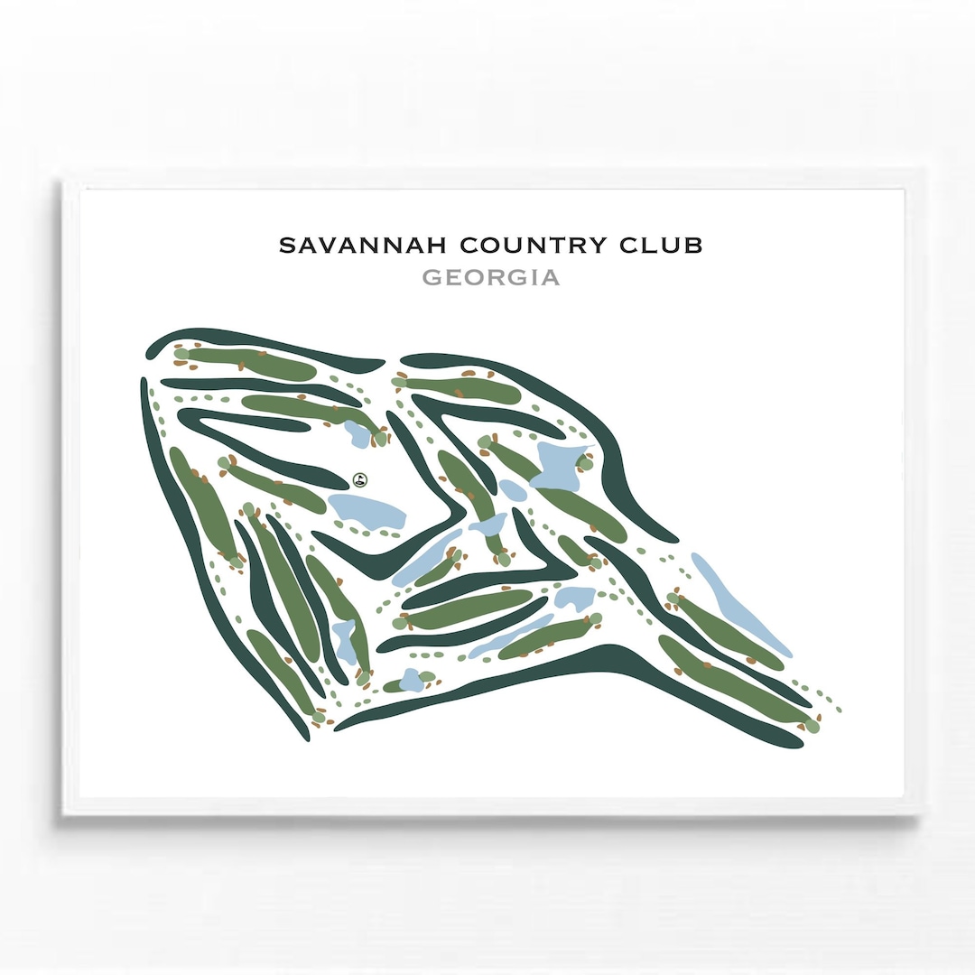 Savannah Country Club, Georgia | Golf Course Map, Golf Map, Golfer Gift ...