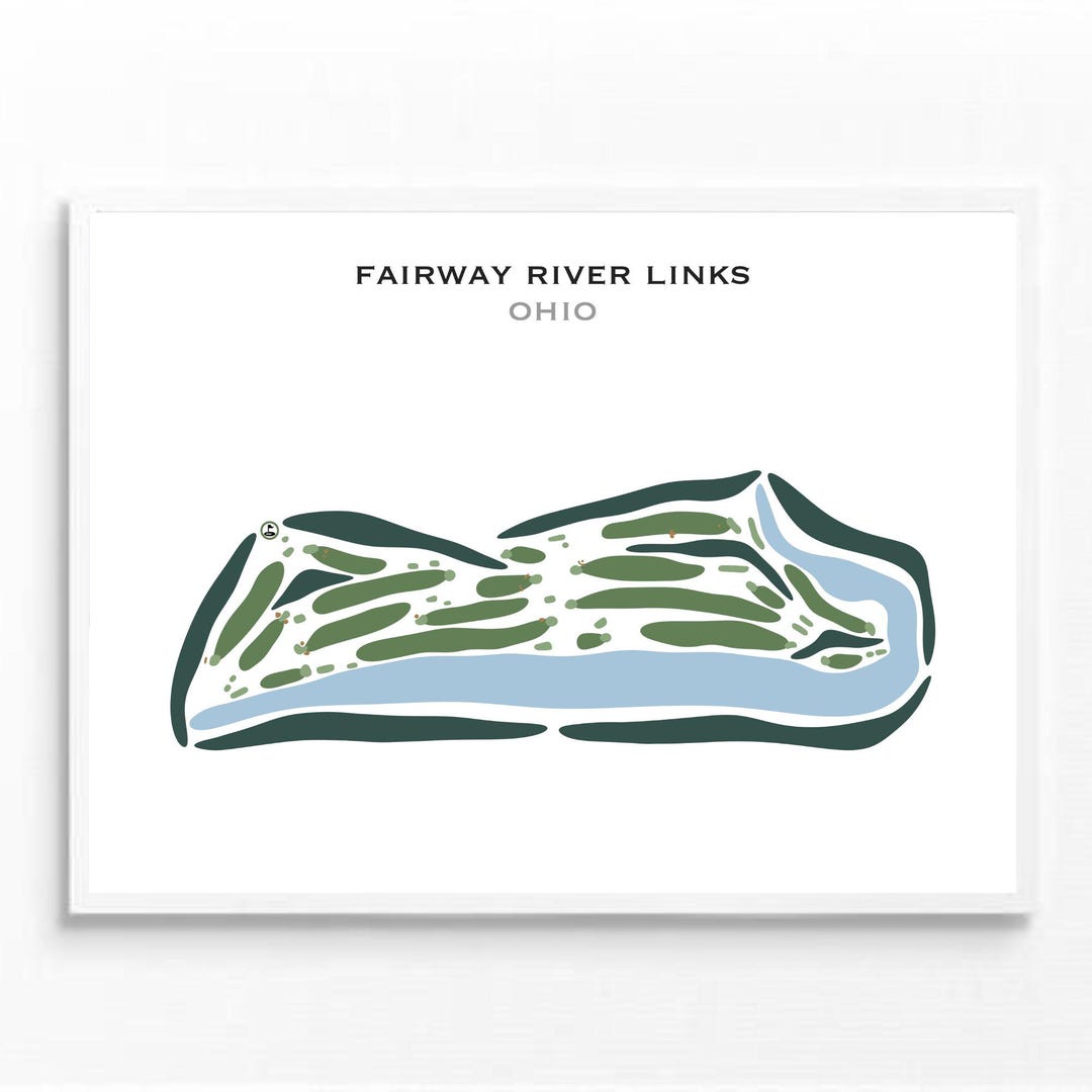 Fairway River Links, OH Golf Course Map Canvas, Golf Map Wall Art, Golf ...
