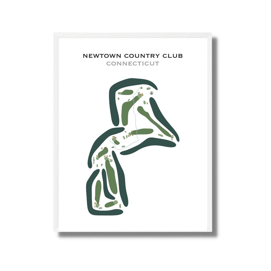 Newtown Country Club , CT Golf Course Map Wall Art, Golf Map Canvas ...