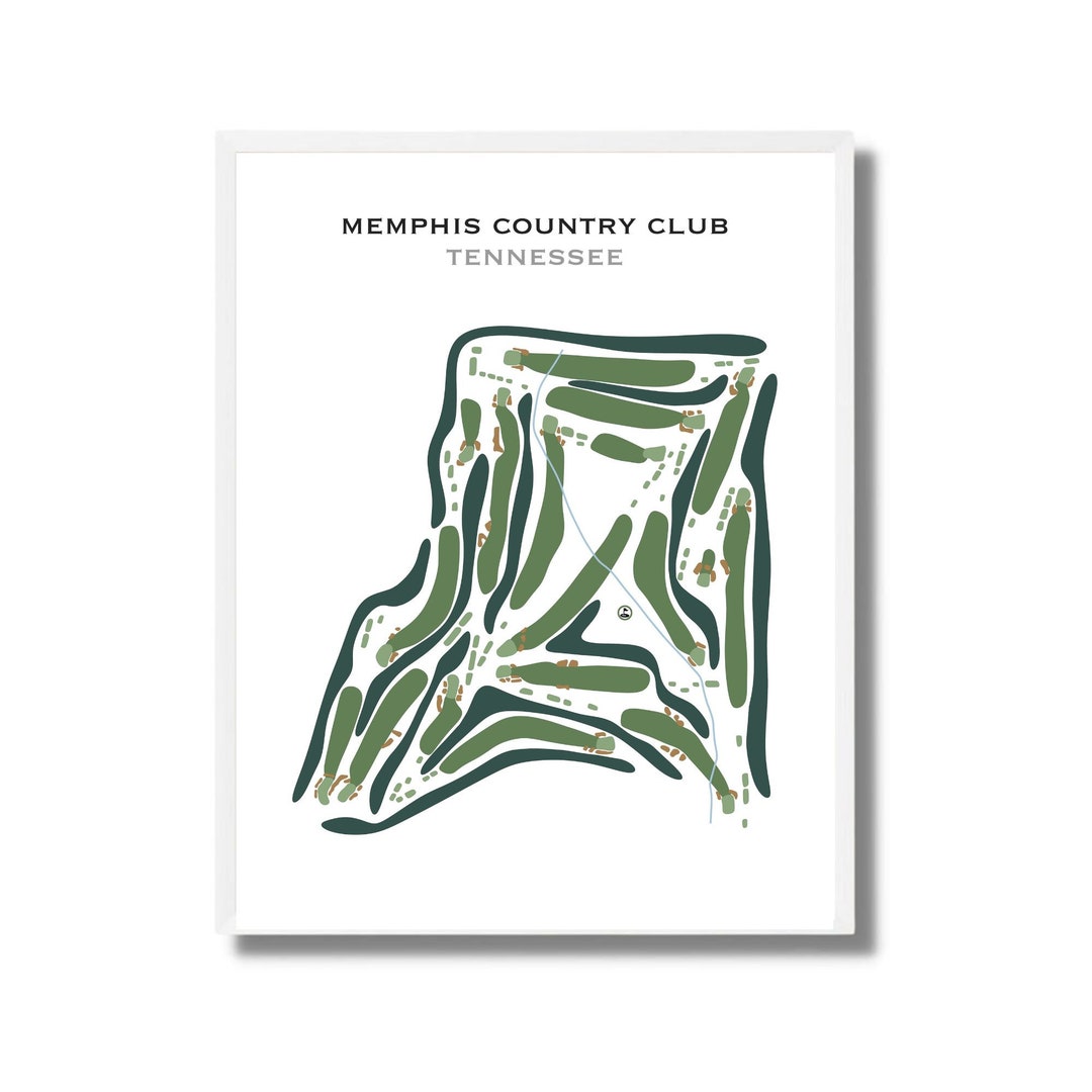 Memphis Country Club Wall Art, TN Golf Course Map Canvas, Golf Map Wall ...