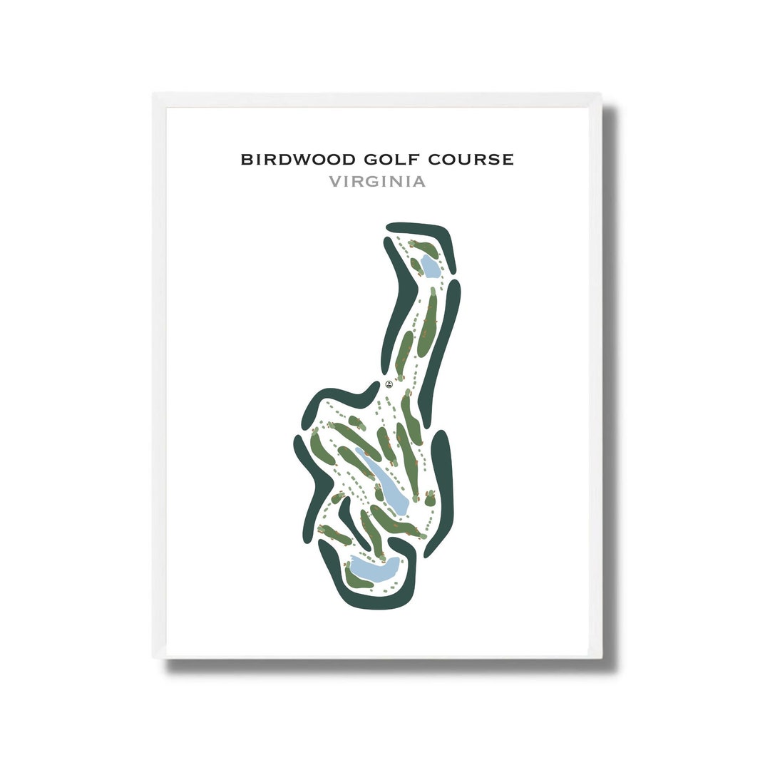 Birdwood Golf Course, VA Golf Course Map Wall Art, Golf Map Canvas ...
