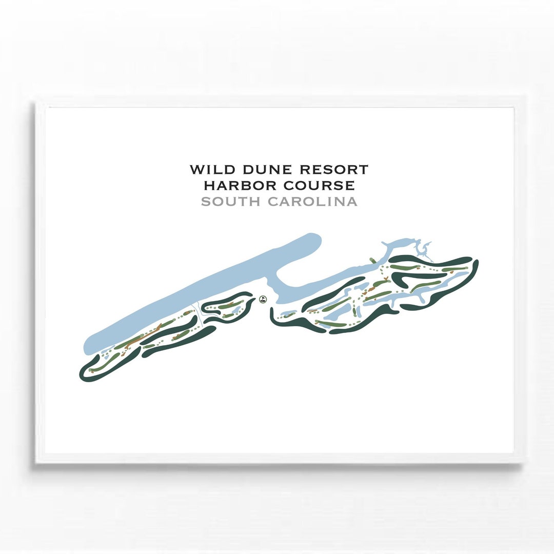 Wild Dunes Resort Harbor Course Wall Art, SC Golf Course Map Canvas ...