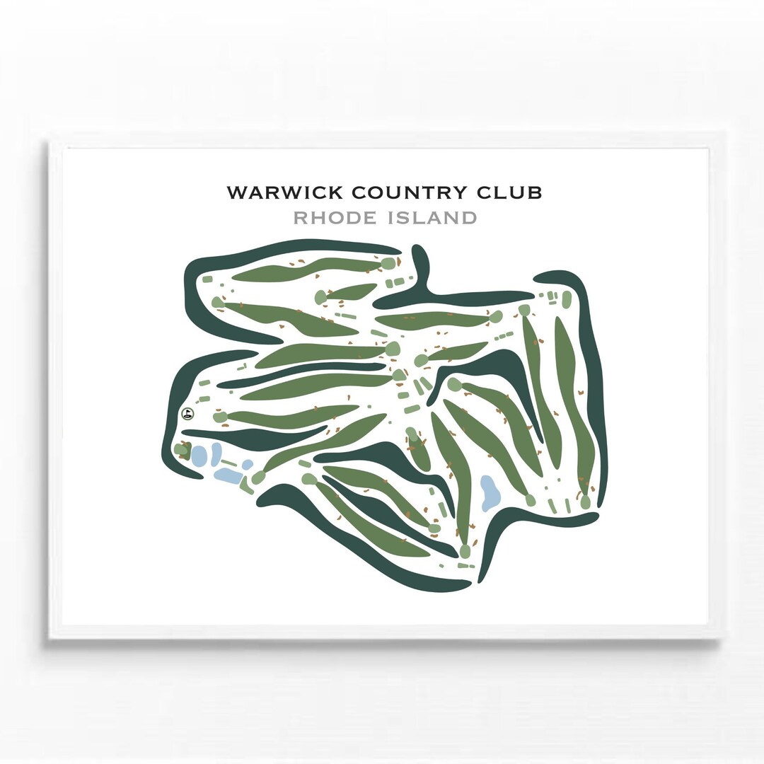 Warwick Country Club, RI Golf Course Map Canvas Wall Art, Golf Gifts ...