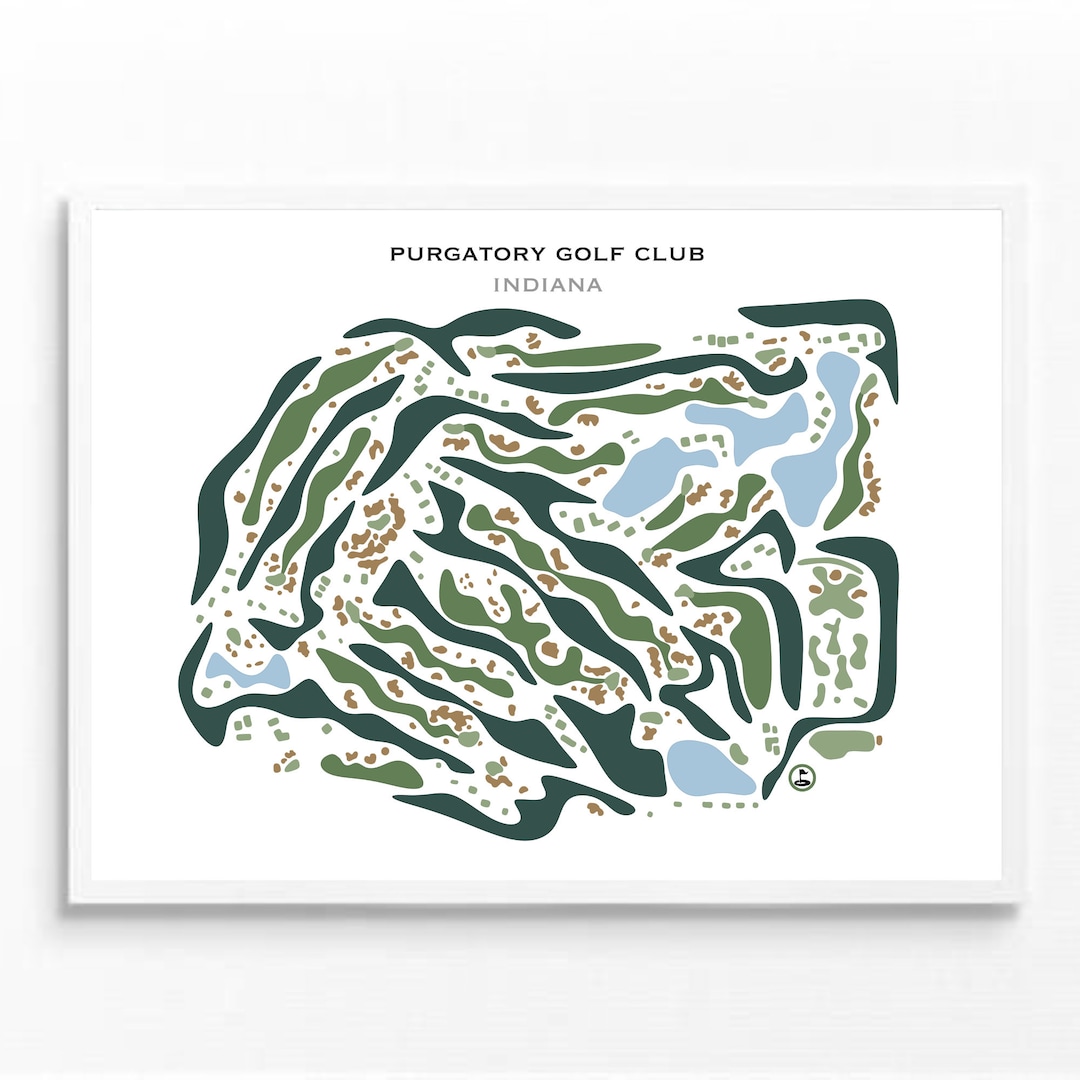 Purgatory Golf Club, Indiana, Golf Course Map, Golf Artwork, Golf Gift ...