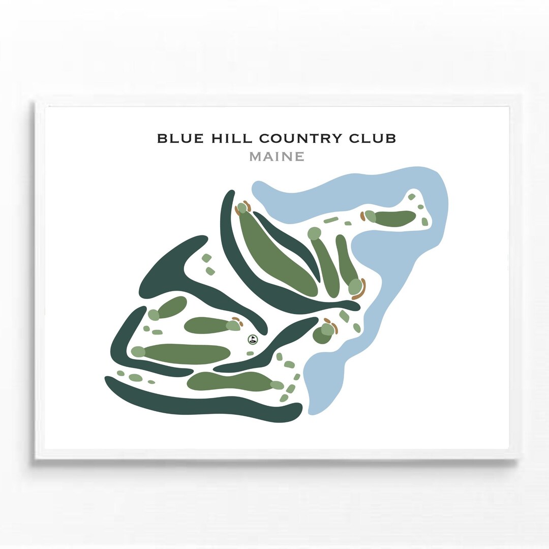 Blue Hill Country Club, Maine Golf Course Map Wall Art, Golf Map Decor ...