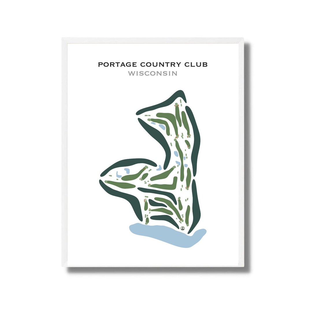 Portage Country Club, WI | Golf Course Map, Golf Map, Golfer Gift for ...