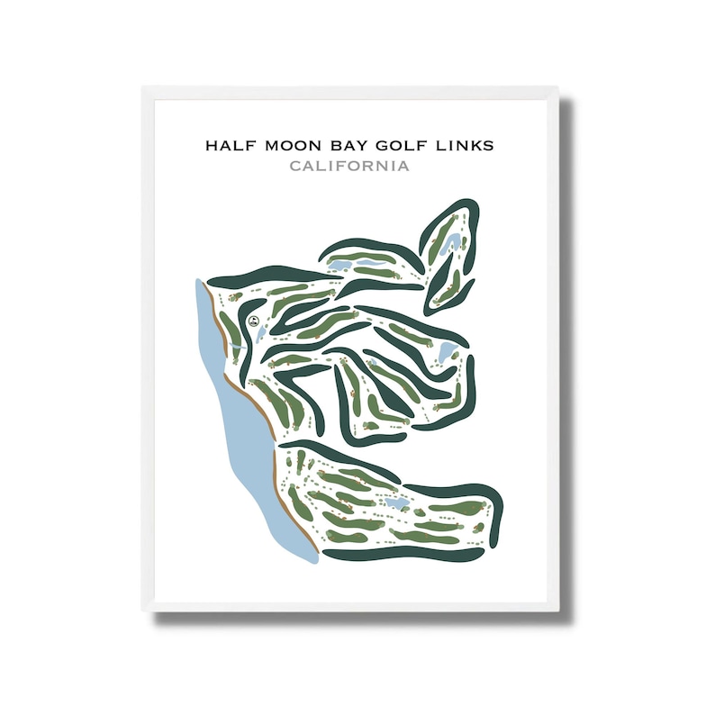 Half Moon Bay Golf Links, CA Wall Art Print | Golf Course Map, Golfer ...