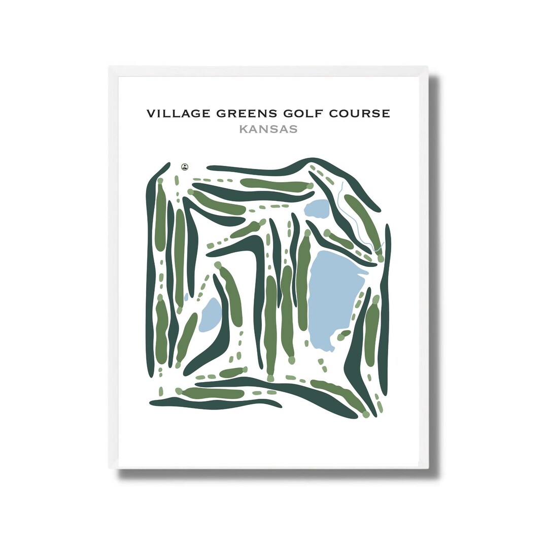 Golf Club Prints Village Greens Kansas Golf Course Map Unframed Golf ...