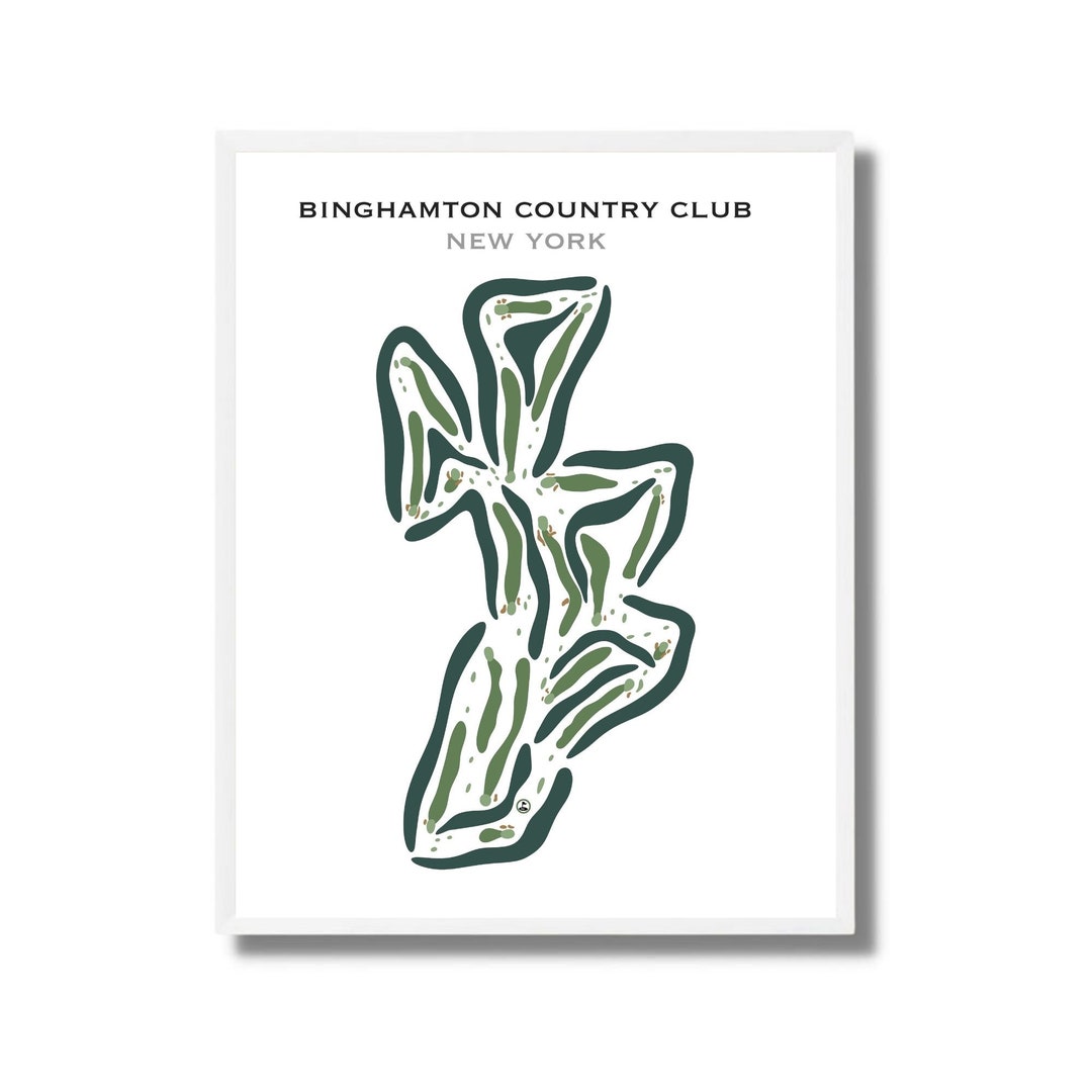 Binghamton Country Club, NY Golf Course Map Wall Art, Golf Gifts for ...