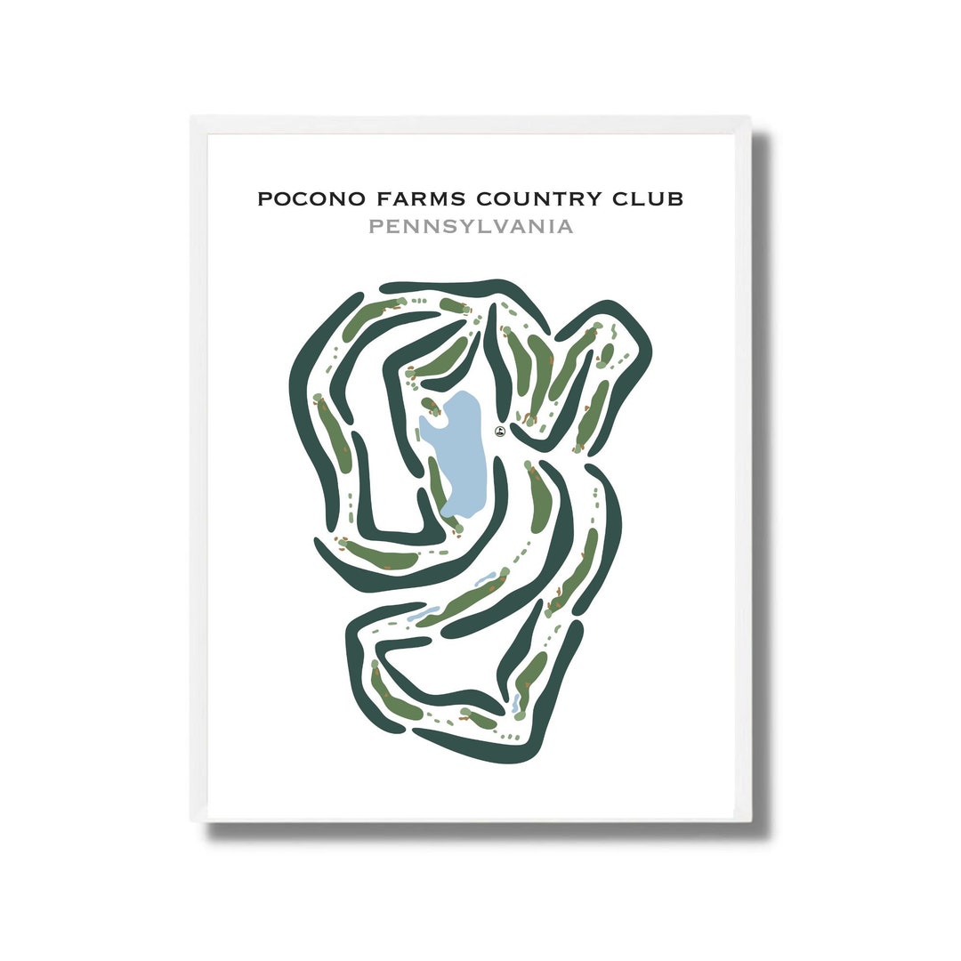 Pocono Farms Country Club, PA Golf Course Map Wall Art, Golfer Lover ...