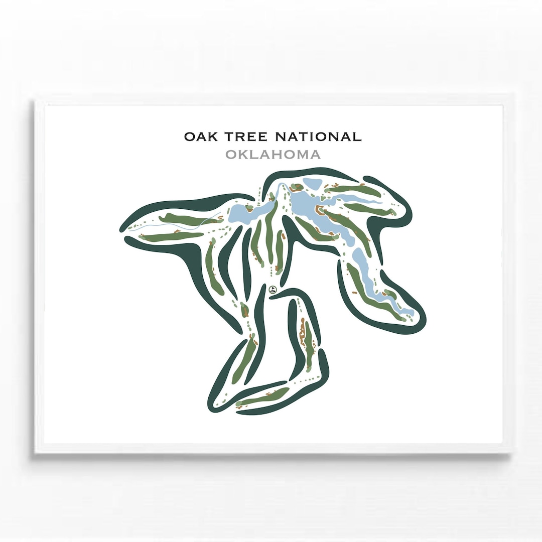 Oak Tree National, Oklahoma | Golf Course Map, Golf Map, Golfer Gift ...
